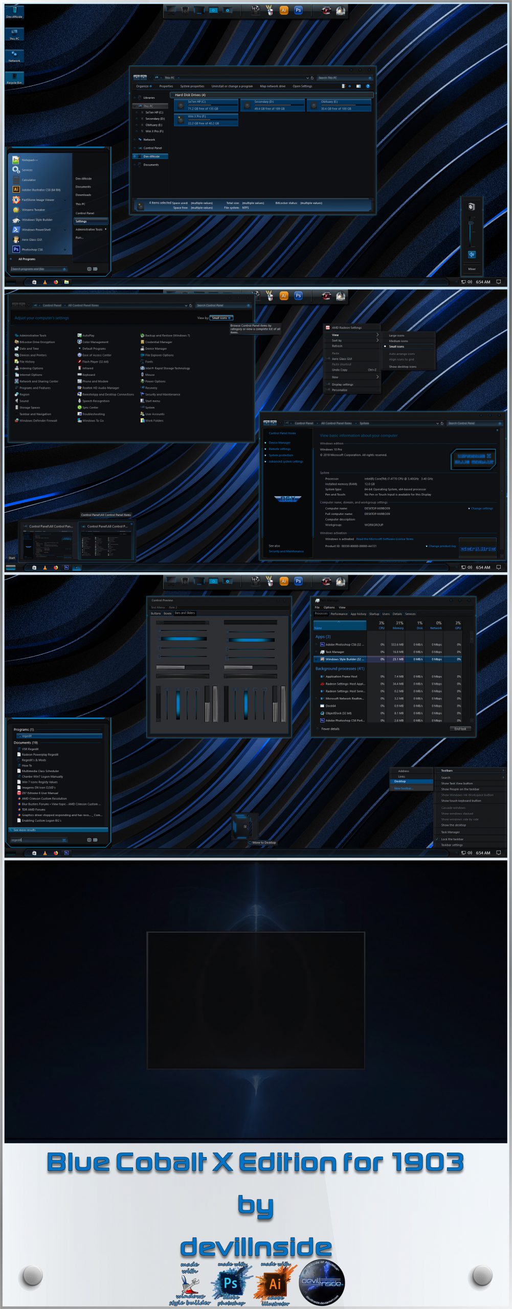 Blue Cobalt X Edition for Windows 10 - Enable Windows Theme Customization
