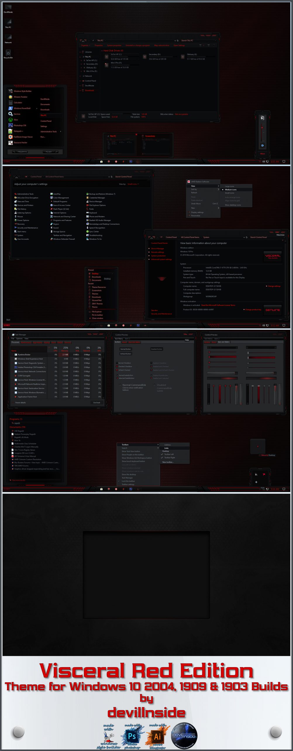 Visceral Red Edition for Windows 10 - Enable Windows Theme Customization