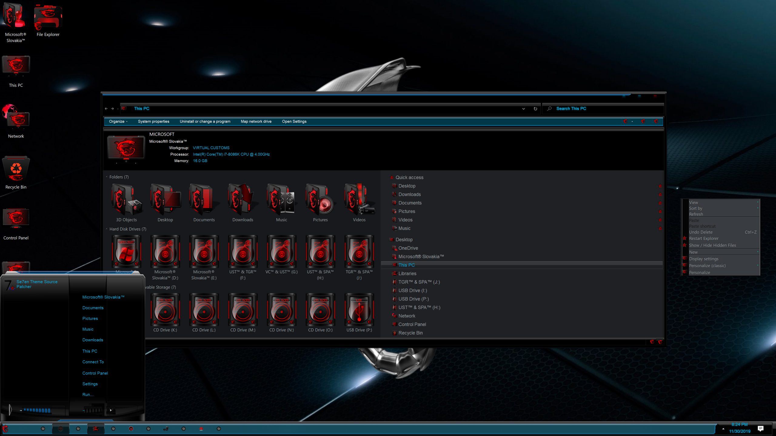 Hardwired Blue for Windows 10 - Enable Windows Theme Customization