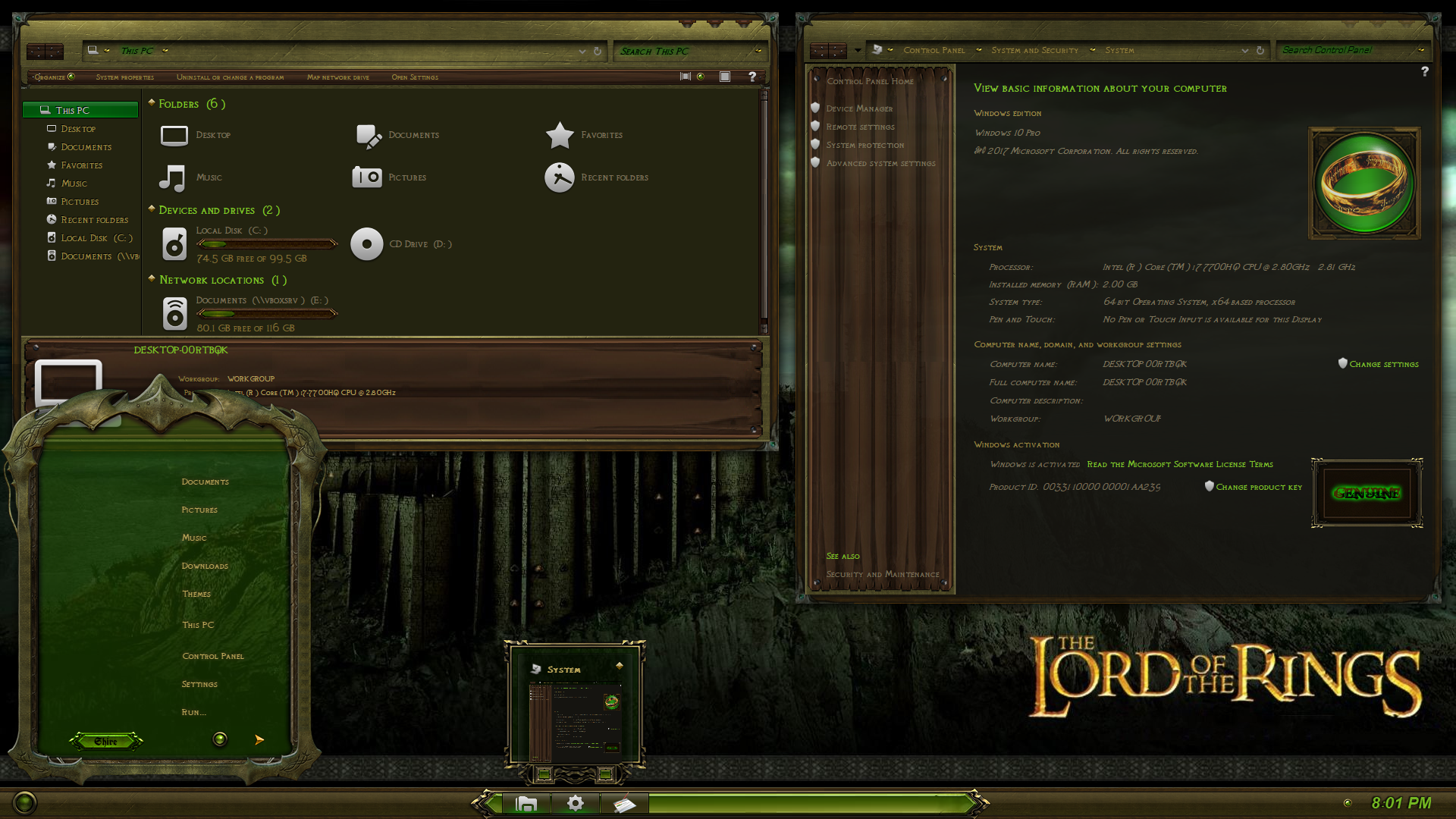 Lord of the Rings for Windows 10 - Enable Windows Theme Customization