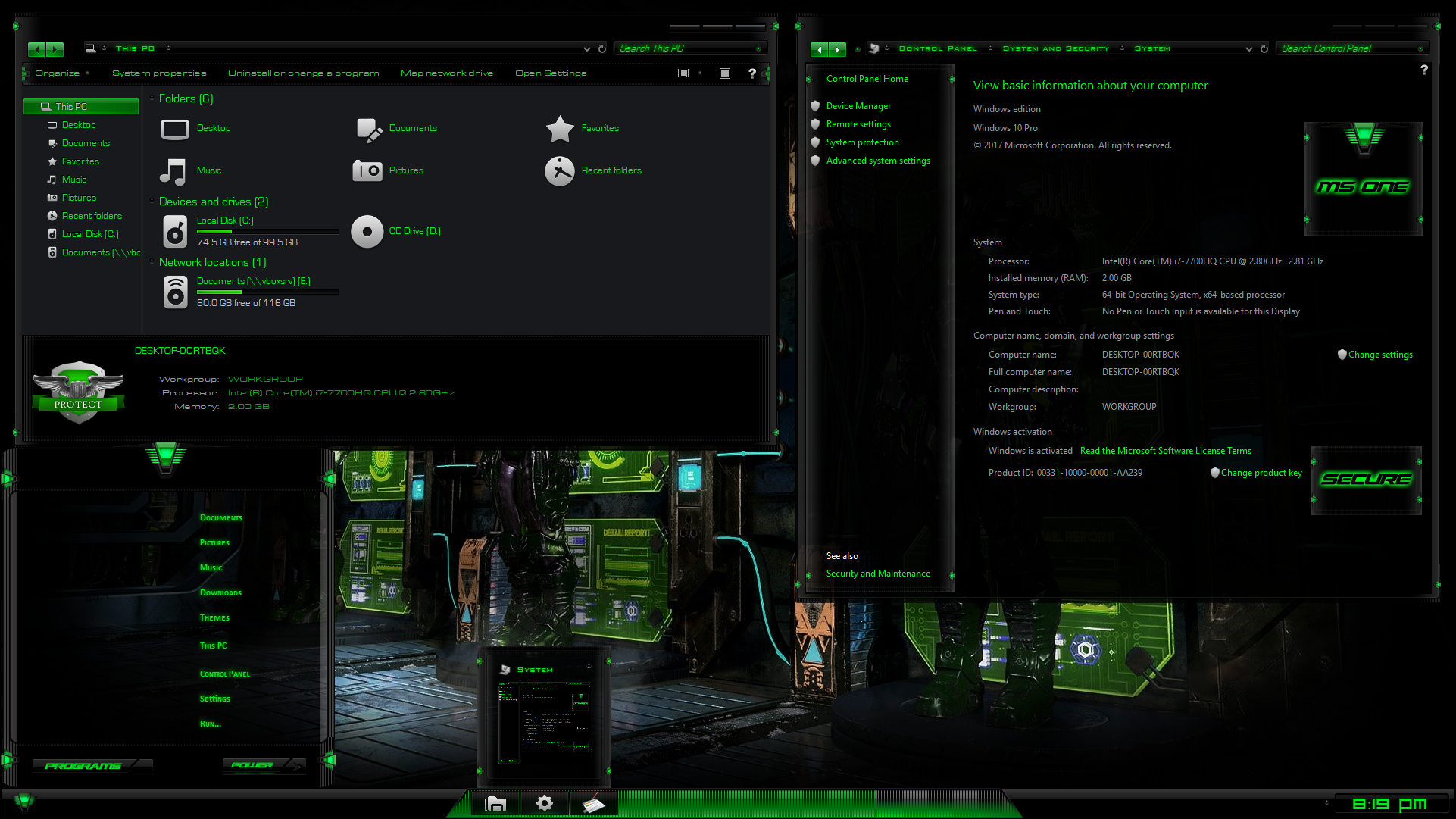 MS One Green for Windows 10 - Enable Windows Theme Customization