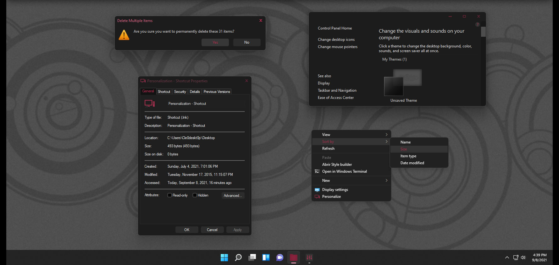 After Dark Red v6 Theme for Windows 11 – Enable Windows Theme Customization