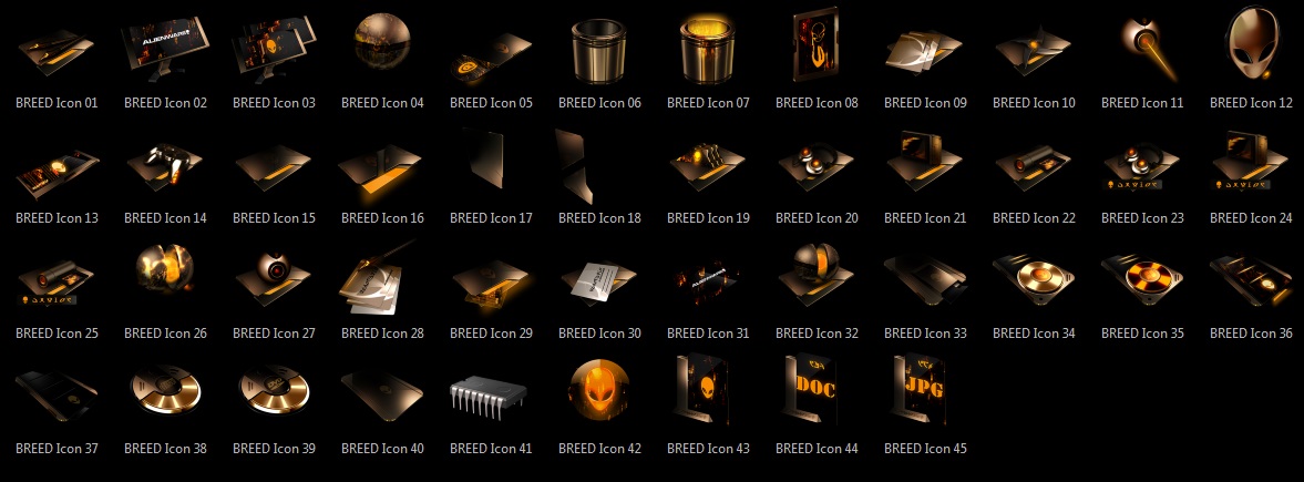 Alienware Breed Orange IconPack 7TSP – Enable Windows Theme Customization
