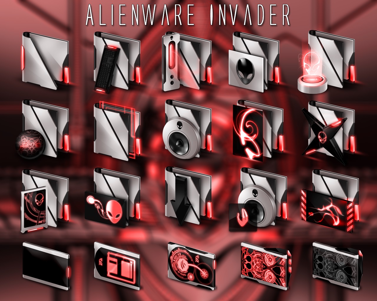 Alienware Invader Red IconPack 7TSP – Enable Windows Theme Customization
