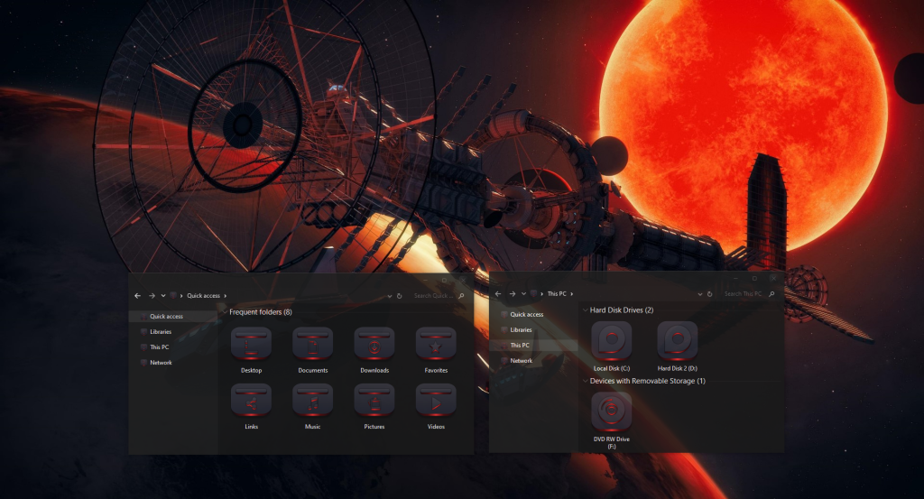 Cybernetic-Red IconPack 7TSP - Enable Windows Theme Customization