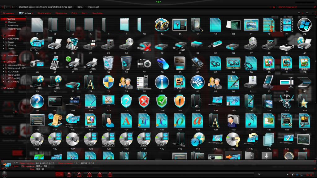 Blue Black Elegant IconPack 7TSP - Enable Windows Theme Customization