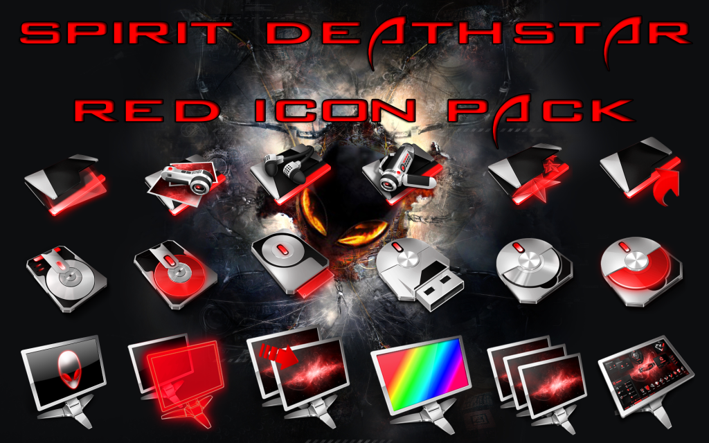 Spirit DeathStar Red Dark Edition IconPack 7TSP - UXTheme Patcher