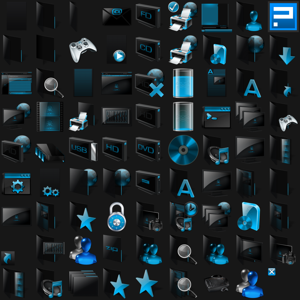 Toxic Blue IconPack 7TSP - Enable Windows Theme Customization