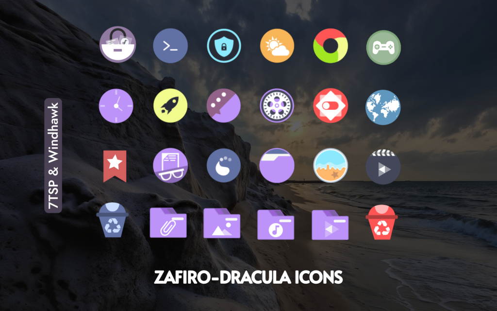 Zafiro-Dracula IconPack 7TSP - Enable Windows Theme Customization
