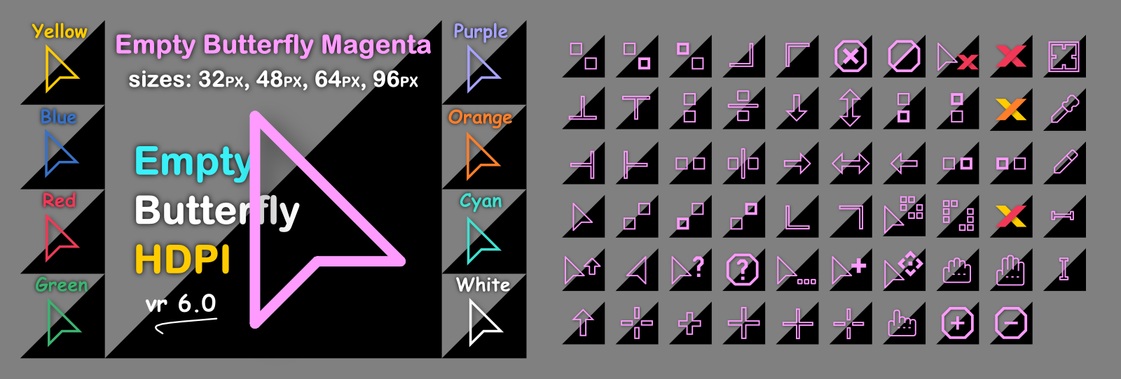 Empty Butterfly Magenta Cursor Pack - Enable Windows Theme Customization